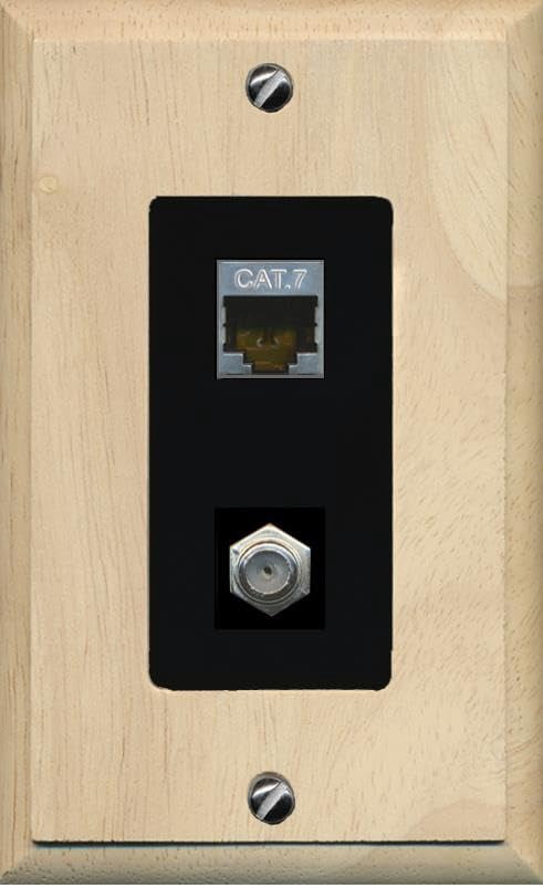 RiteAV Coax and Cat7 Wall Plate - 1 Gang [Wood/Black] - Walmart.com