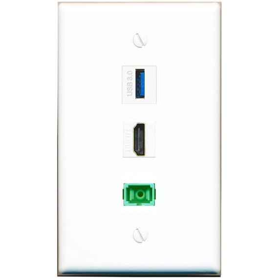 RiteAV - HDMI SC-APC Singlemode Simplex USB-3 Wall Plate Flat White ...