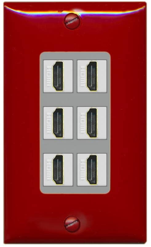 RiteAV HDMI Wall Plate 6 Port - 1 Gang [Red/Gray] - Walmart.com
