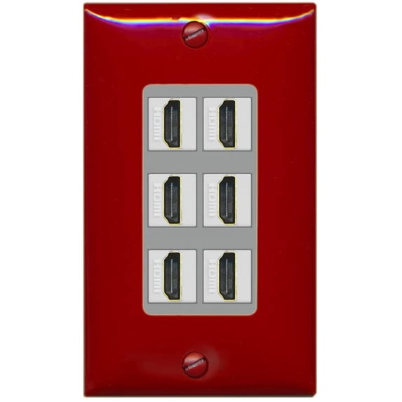 RiteAV HDMI Wall Plate 6 Port - 1 Gang [Red/Gray] - Walmart.com