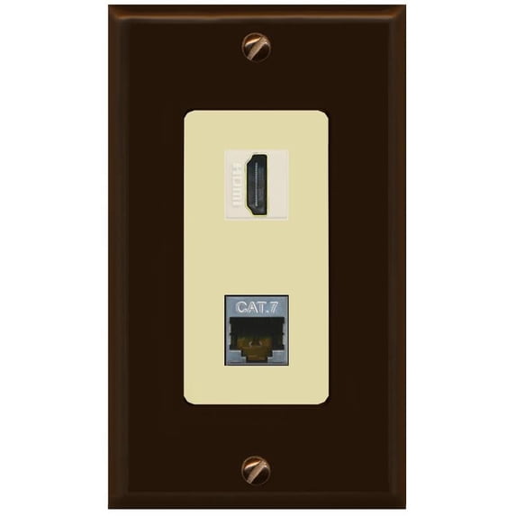 RiteAV HDMI and Cat7 Ethernet Wall Plate - 1 Gang [Brown/Ivory ...