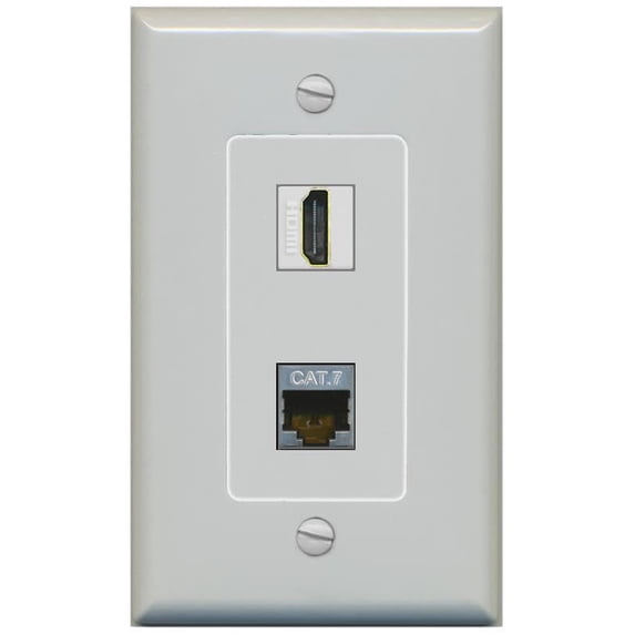 RiteAV HDMI and Cat7 Ethernet Wall Plate - 1 Gang [Gray/Gray] - Walmart.com
