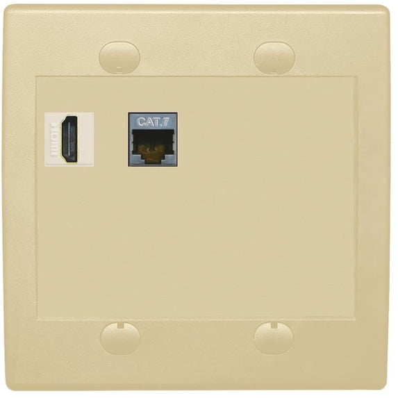 RiteAV HDMI and Cat7 Ethernet Wall Plate - Flat Style 2 Gang [Ivory ...