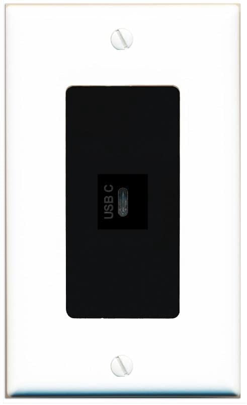 RiteAV USBC Wall Plate - 1 Gang Decorative [White/Black] - Walmart.com
