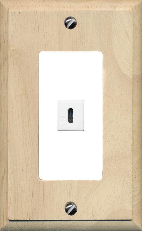 RiteAV USBC Wall Plate - 1 Gang Decorative [Wood/White] - Walmart.com