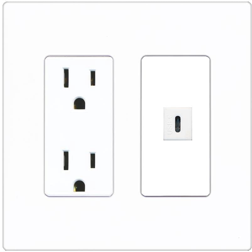 RiteAV USBC Wall Plate - Outlet [Screwless White] - Walmart.com