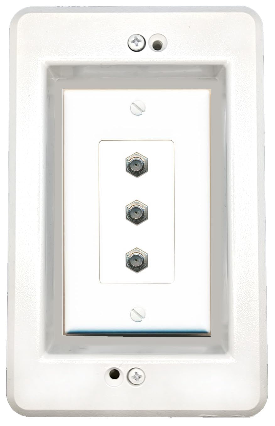 RiteAV in-Wall Cable Management Kit Recessed Outlet 3 Coax Wall Plate ...