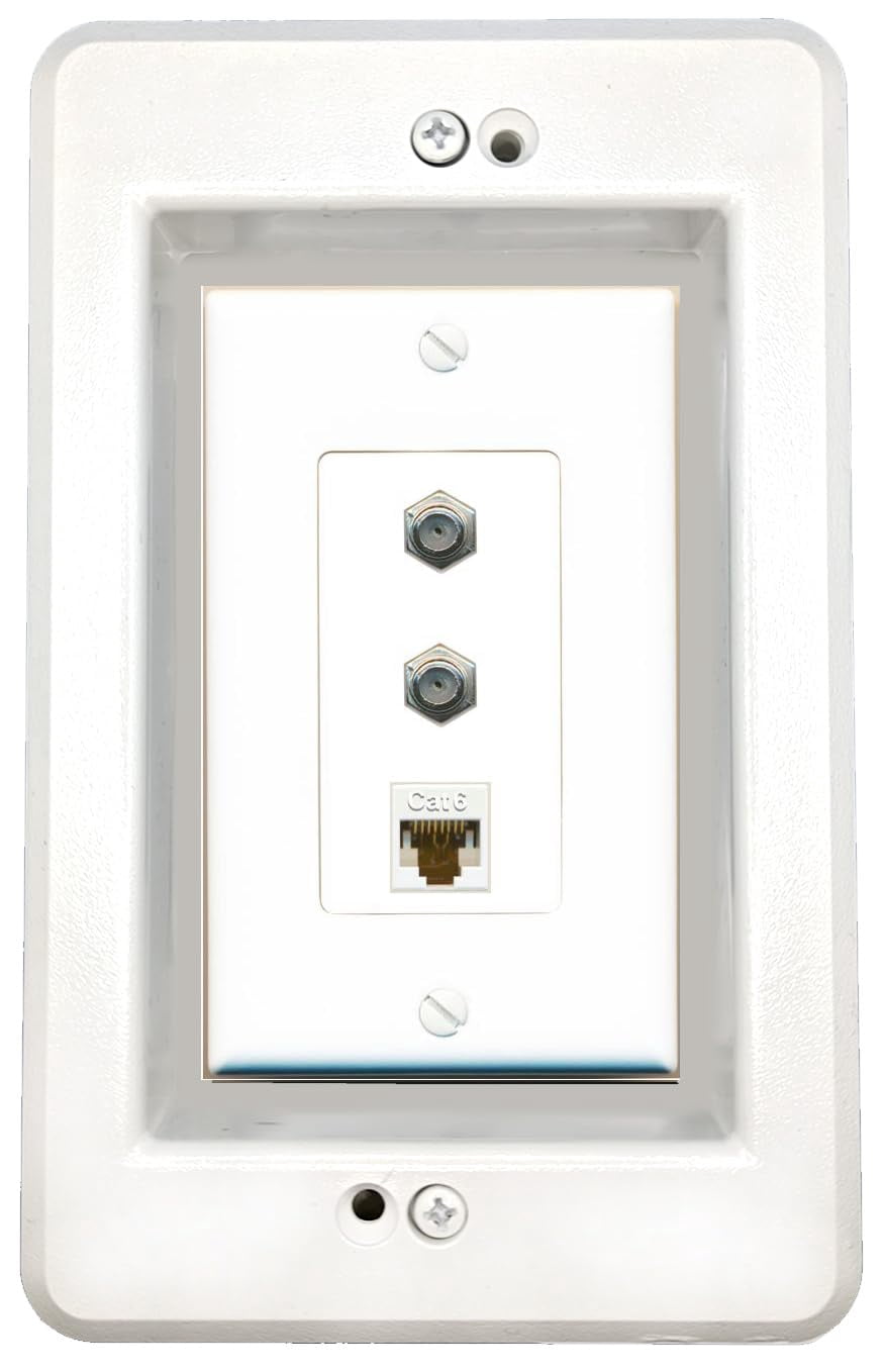 RiteAV in-Wall Cable Management Kit Recessed Outlet CAT6 2 Coax Wall ...
