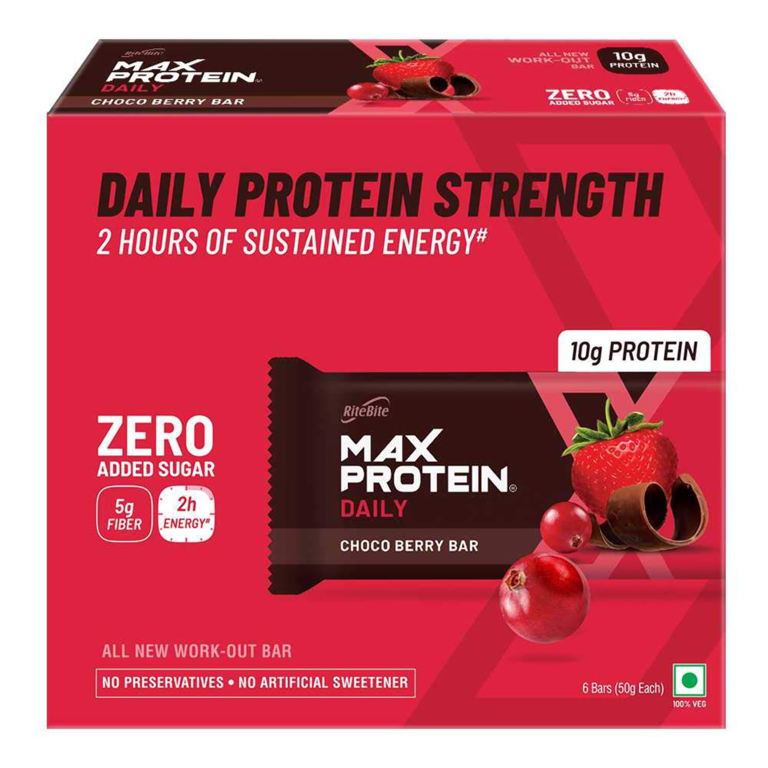 RiteBite Max Protein Daily Choco Berry Protein Bars with 10g Protein ...