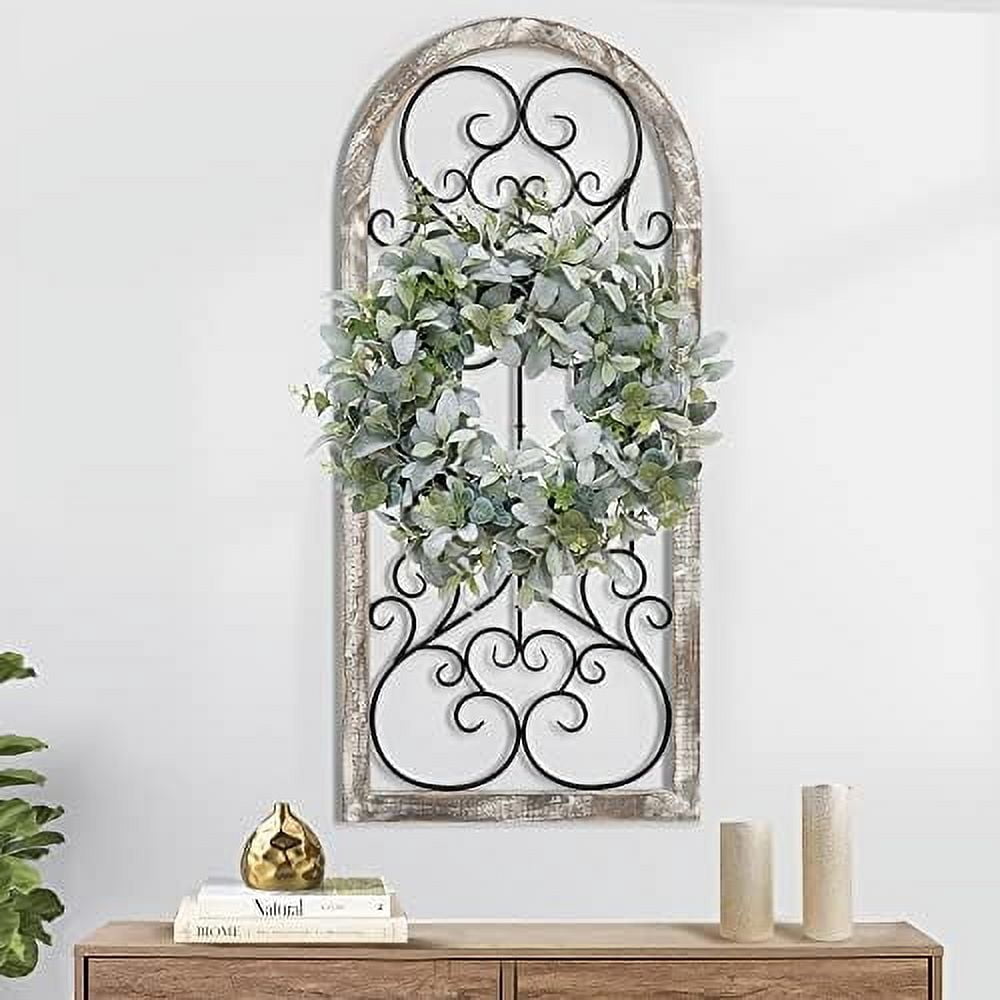 RiteSune Rustic Wood and Metal Arch Wall Decor, Vintage Style Iron ...