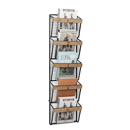 RiteSune Wall Mounted File Manazine Mail Rack Holder, Metal Basket ...