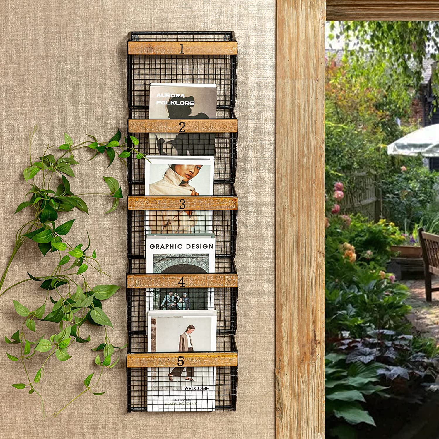 RiteSune Wall Mounted File Manazine Mail Rack Holder, Metal Basket ...