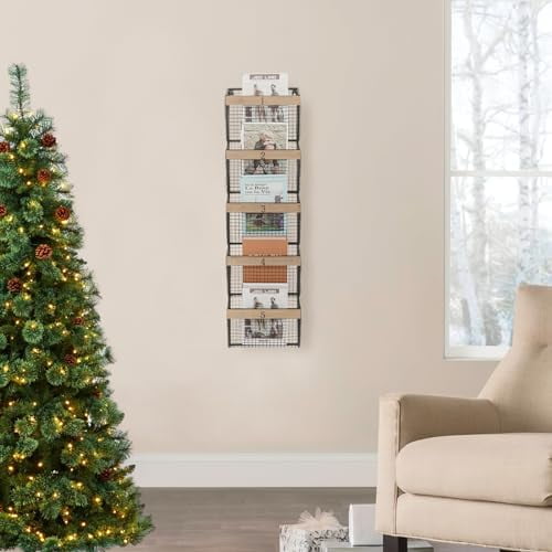 RiteSune Wall Mounted File Manazine Mail Rack Holder, Metal Basket ...