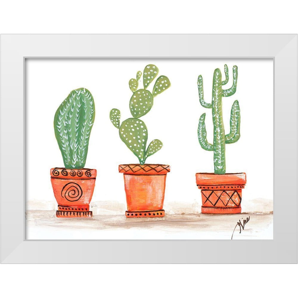 Ritter, Gina 18x14 White Modern Wood Framed Museum Art Print Titled - Cactus Trio - Walmart.com