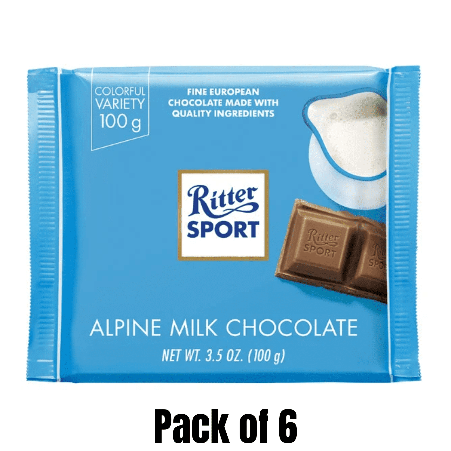 Ritter Sport Alpine Milk Chocolate Bar, 3.5 oz Bars, 6 Pack - Walmart.com