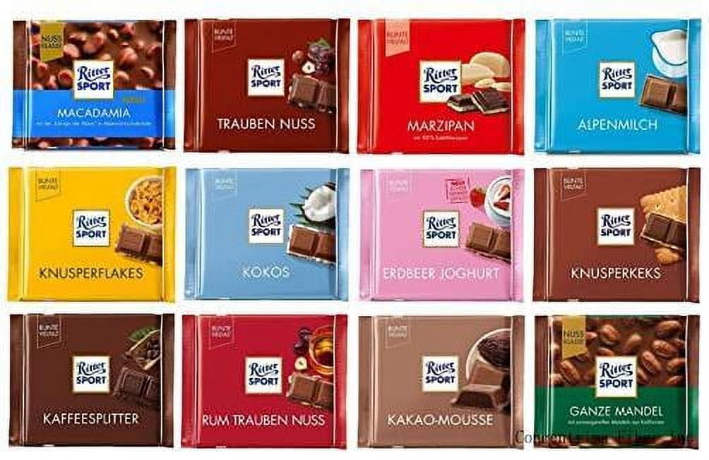 Ritter Sport German Assorted Chocolates, Variety Pack of 12 Full Size ...