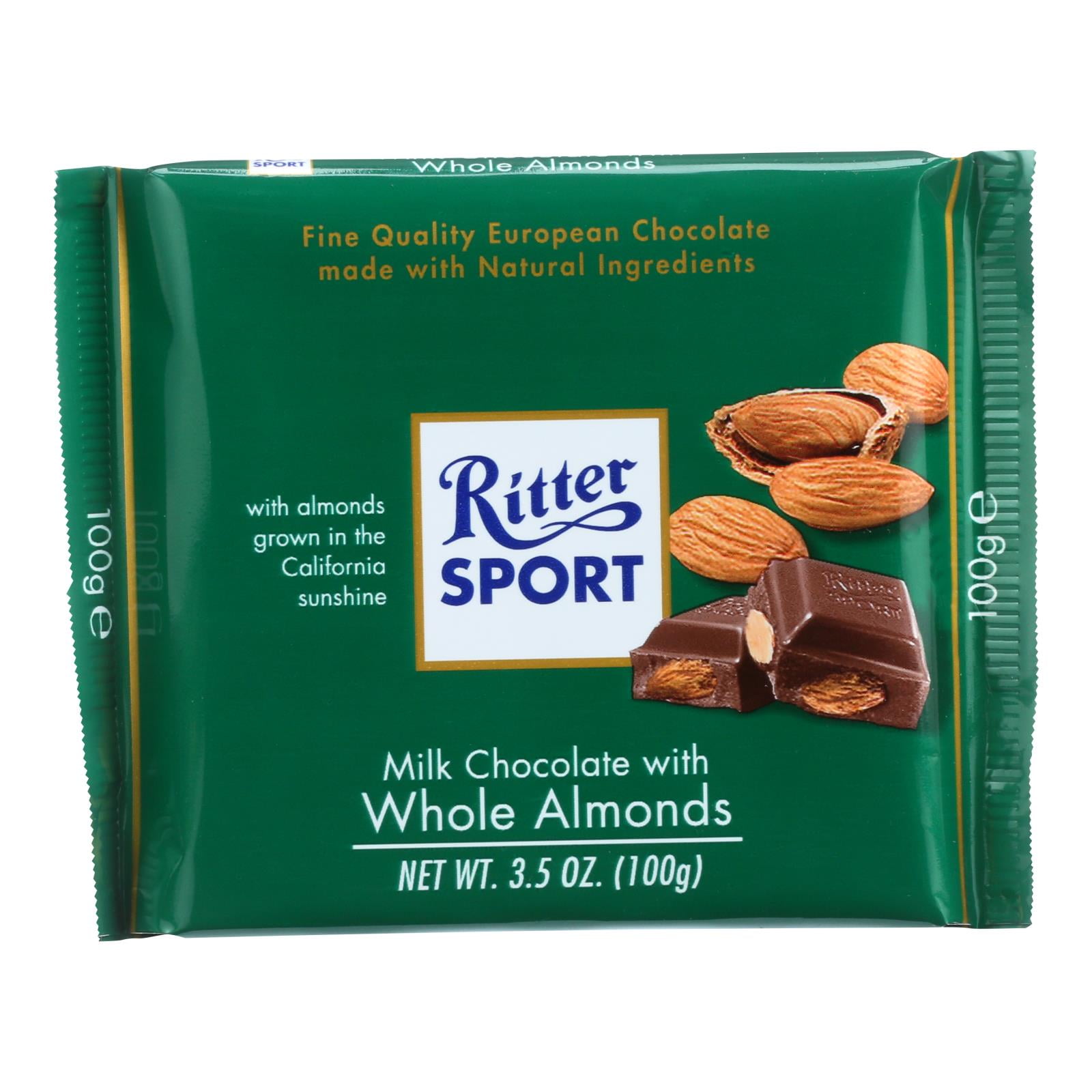 Ritter Sport Chocolate Bar - Milk Chocolate - Whole Almonds - 3.5 oz ...