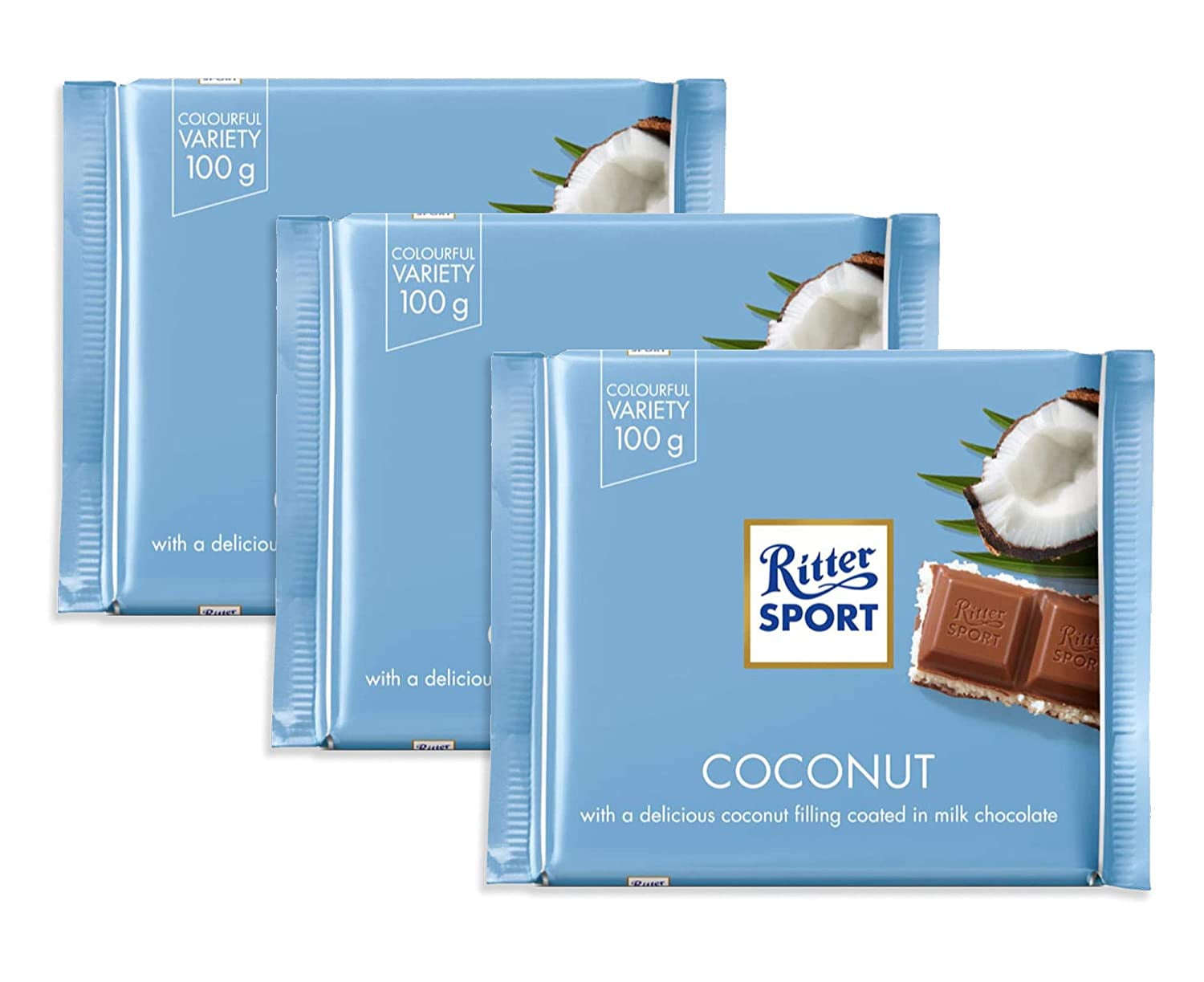Ritter Sport Kokos / coconut (3 Bars each 100g) - fresh from Germany ...