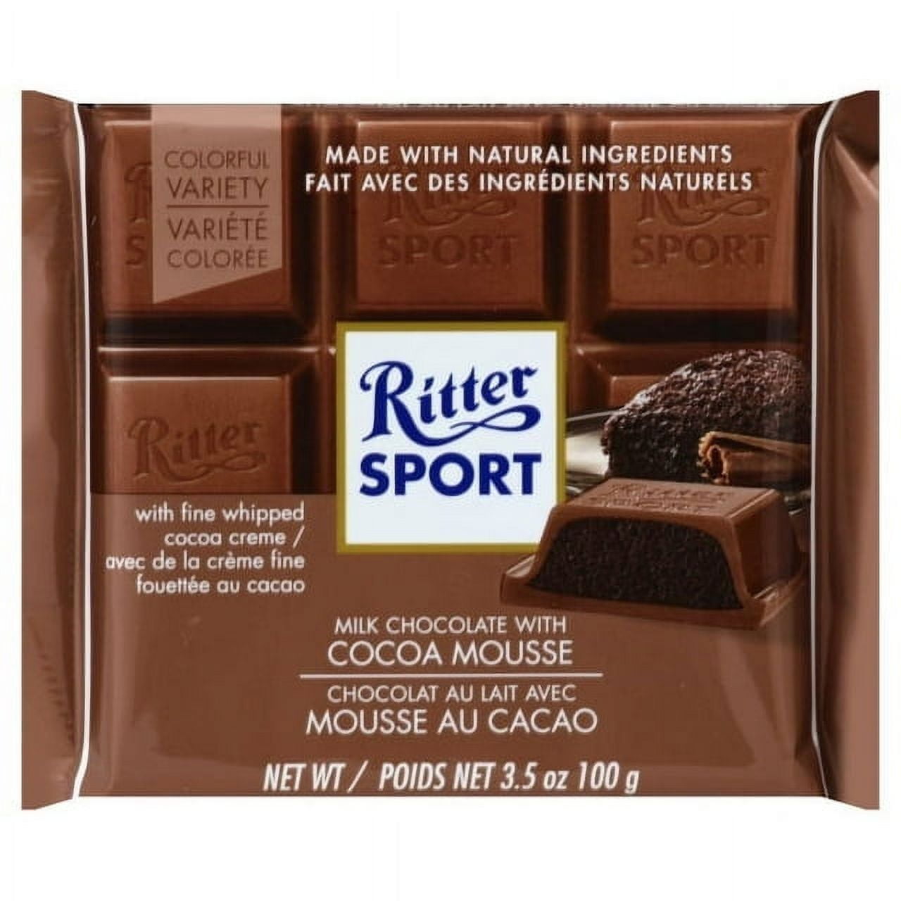 Ritter Sport Cocoa Mousse Filling Milk Chocolate 3.5 oz - Walmart.com