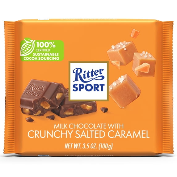 Ritter Sport Milk Chocolate Candy Bar with Crunchy Salted Caramel ...