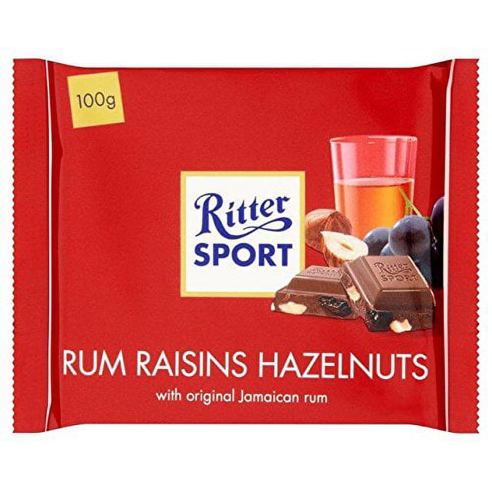 Ritter Sport Rum, Raisin & Hazelnuts Milk Chocolate - 3.52 Oz/100g ...