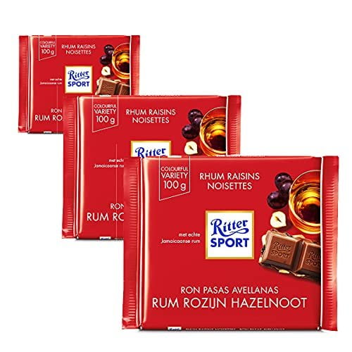 Ritter Sport Rum Trauben Nuss / rum nut grape 3 Bars each 100g - fresh from Germany - Walmart.com