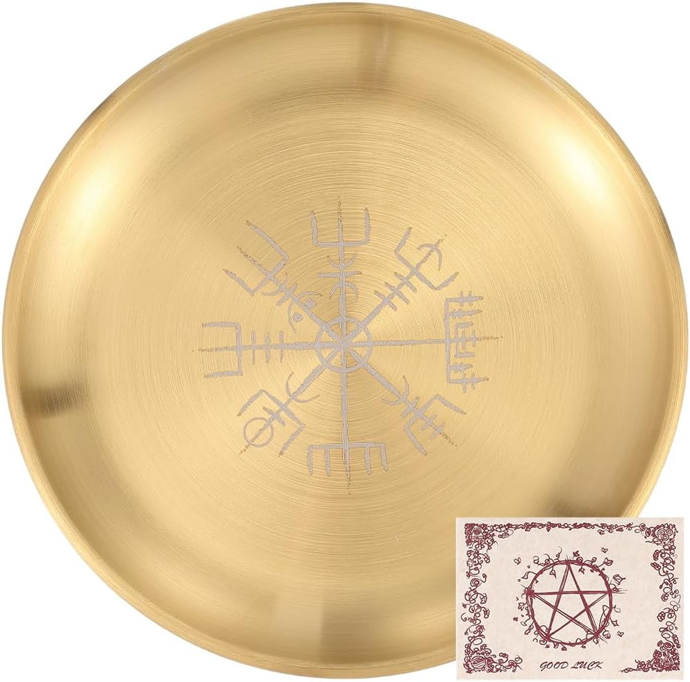 Ritual Tray Gold Offering Dish Metal Stainless Steel Flat Round Candle ...
