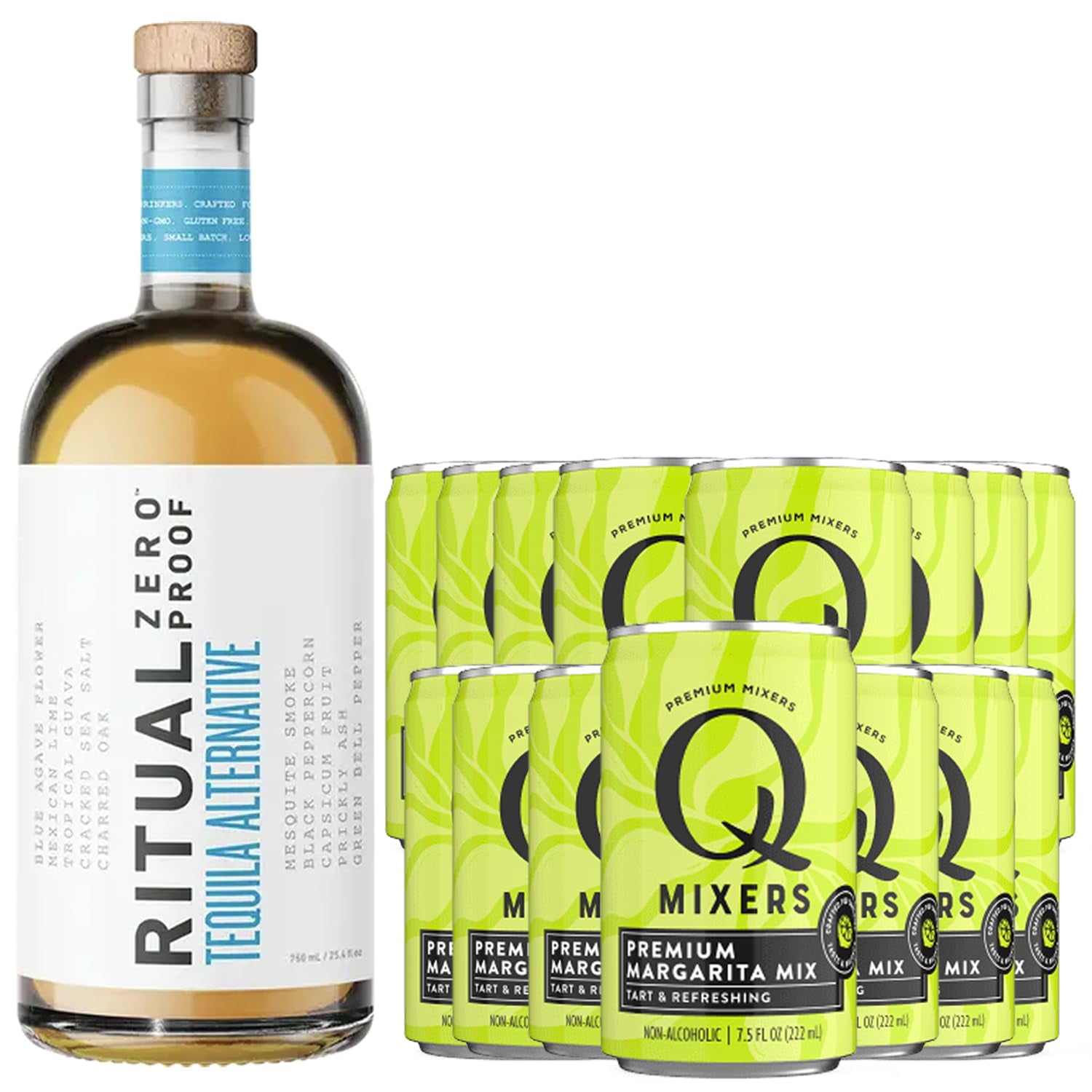 Ritual Zero Non-Alcoholic Agave Tequila Alternative with 15 Pack of Q ...