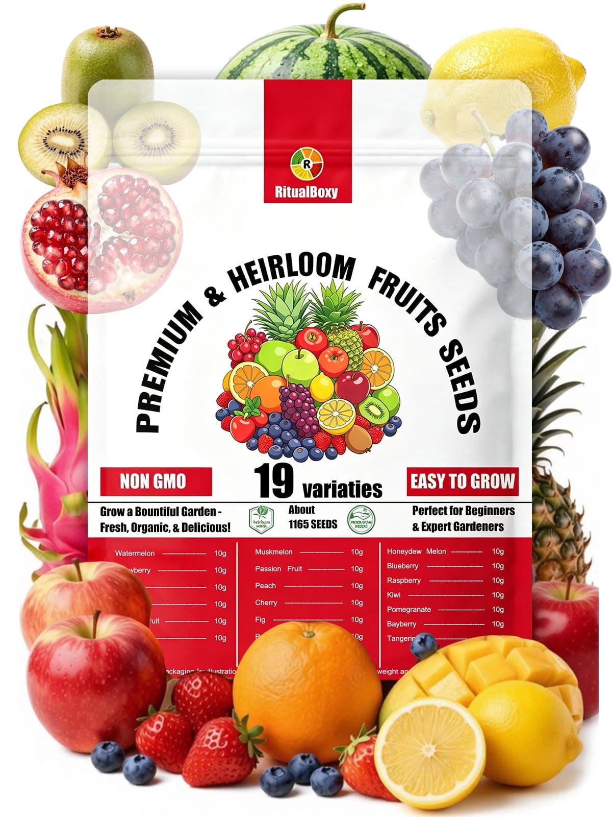 RitualBoxy 19 Pack Fruits Seed Mega Bundle (1100+ Seeds) - Home Garden ...