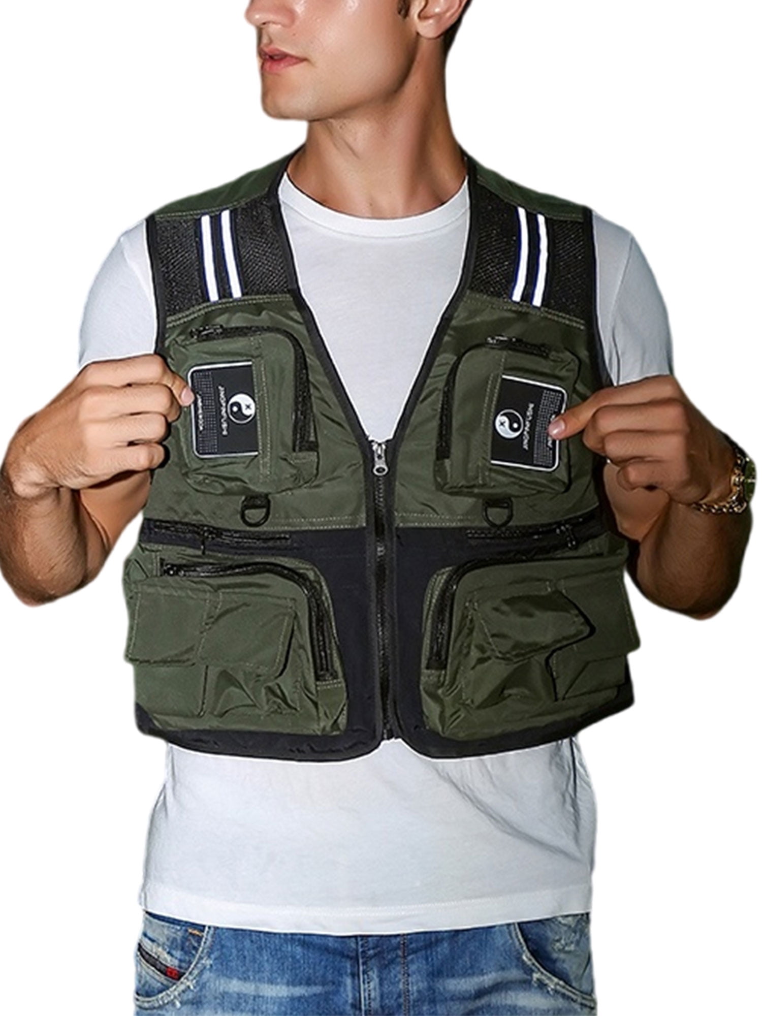 Ritualay Men Utility Vest Sleeveless Waistcoat Multi Pocket Fashion