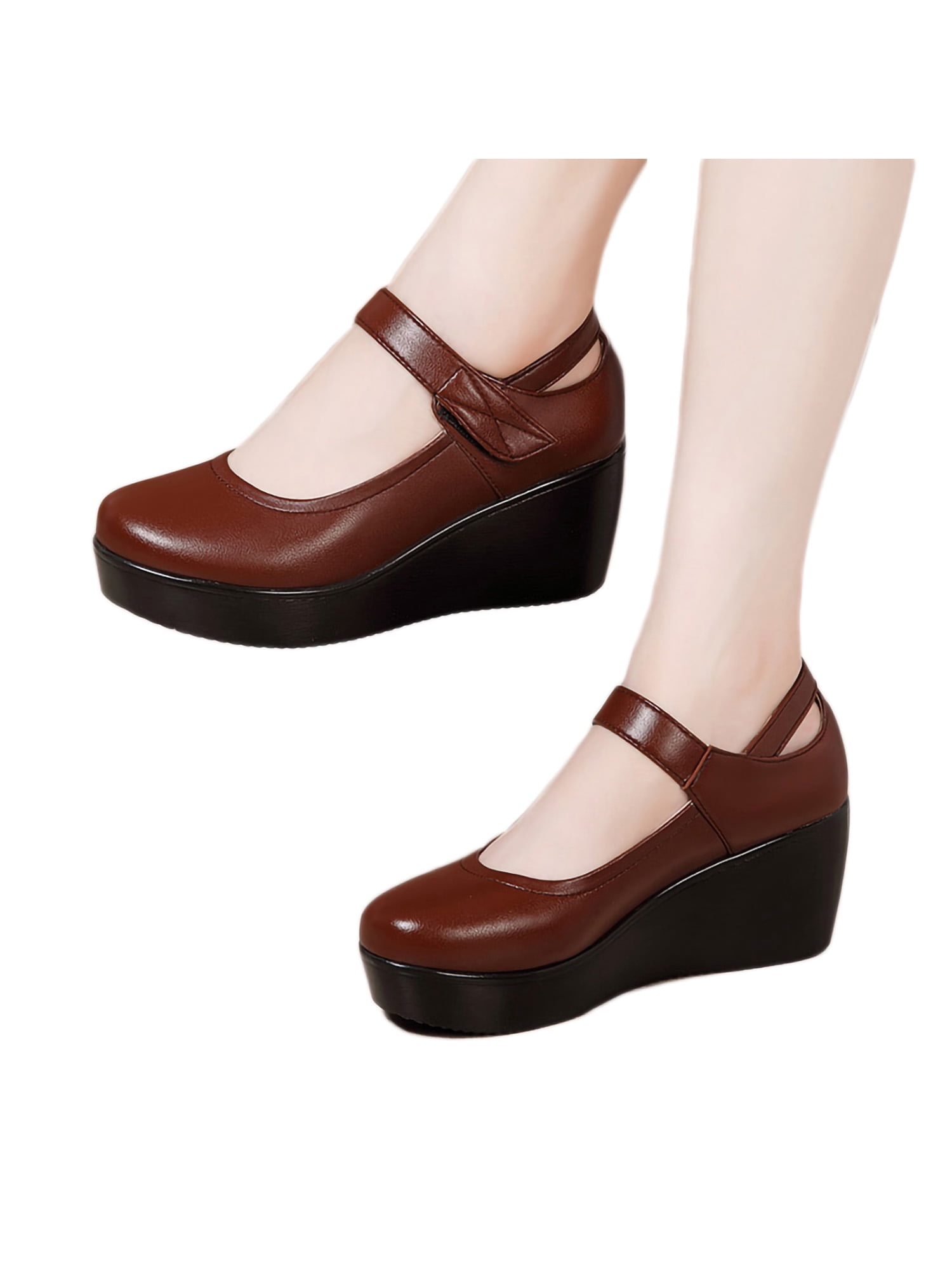 Ritualay Women Mary Jane Ankle Strap Pumps Wedge Casual Shoes Comfort ...