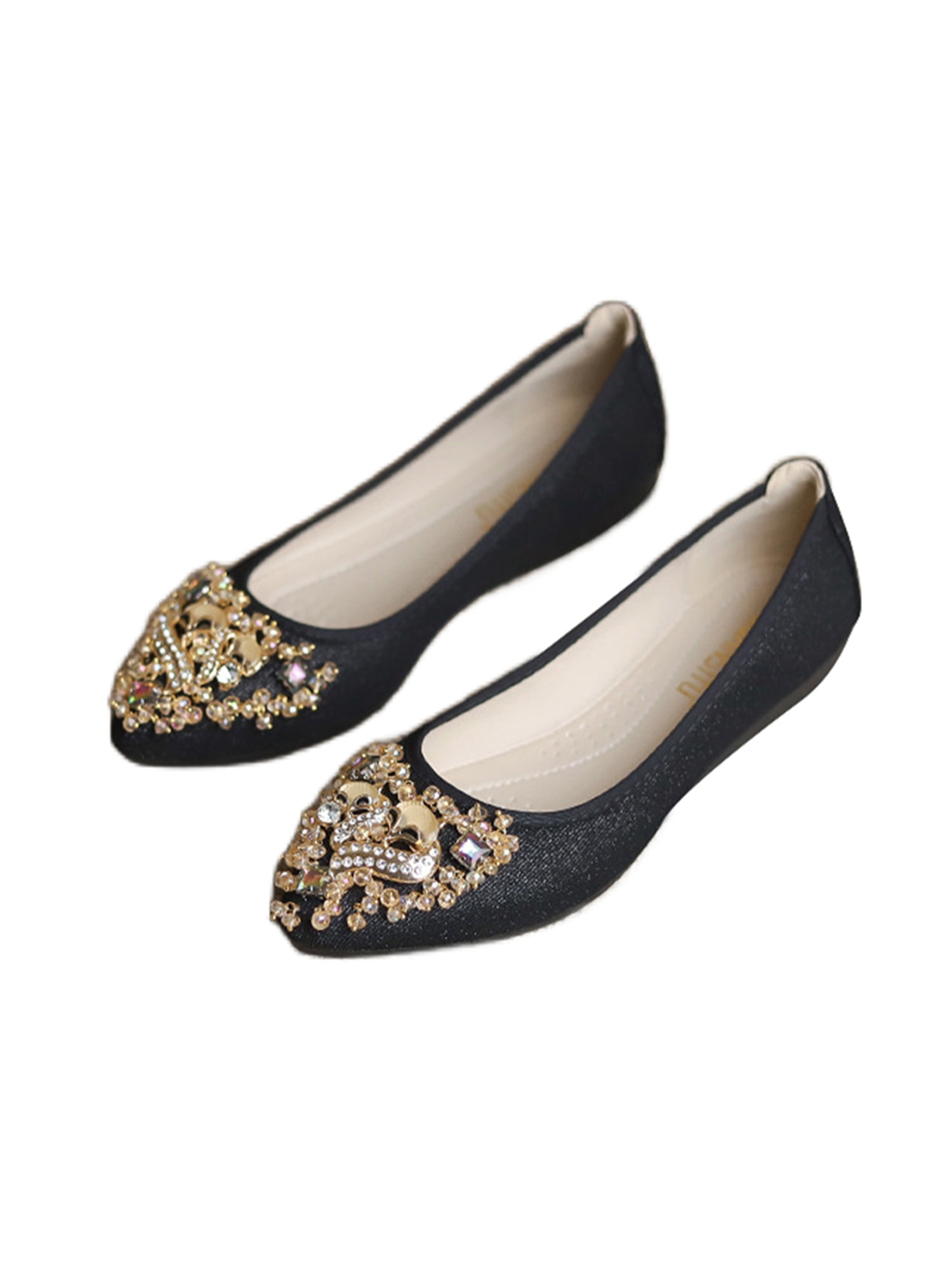Ritualay Women's Cozy Flats Pointed Toe Dress Shoe Dance Work Slip On ...