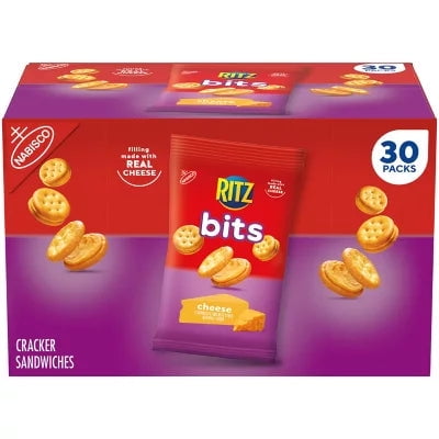 Ritz, Cheese Sandwich Crackers, 30 Count Box, 1 oz Snack Packs ...