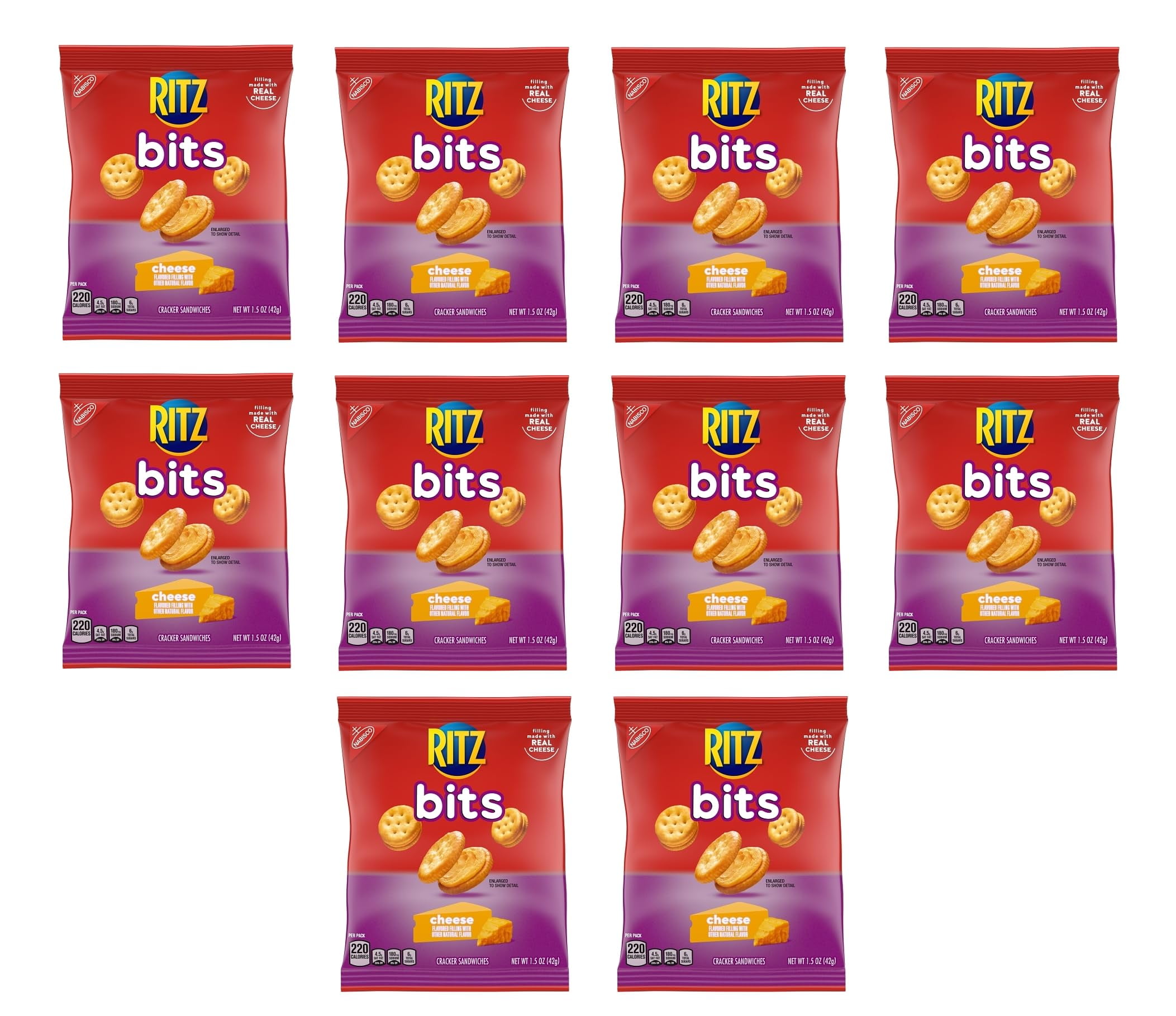 Ritz Bits - Cheese MMF7 Cracker Sandwiches - Pack of 10 - Filling Made with Real Cheese ...