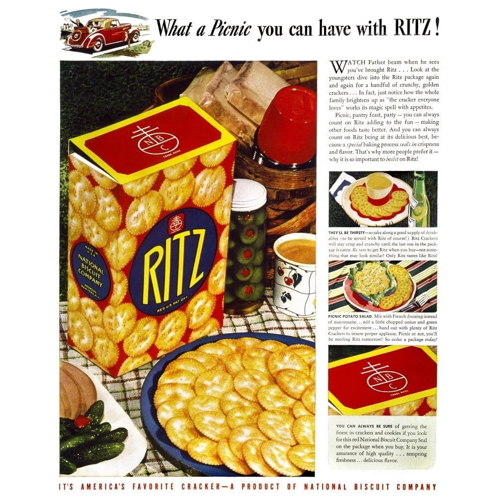 Ritz Crackers Ad 1940. N'What A Picnic You Can Have With Ritz ...