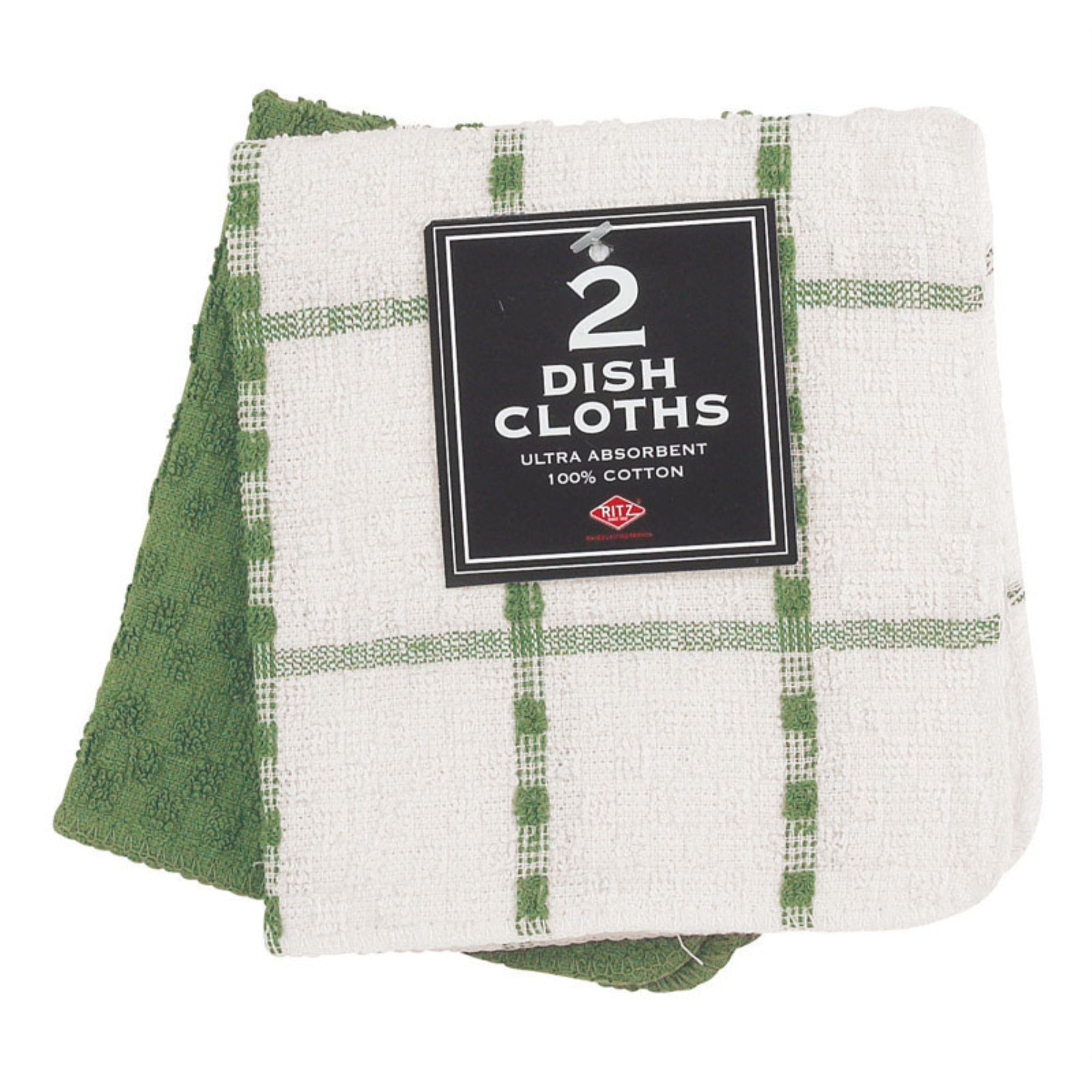Ritz Dish Cloth Solid 100% Cotton Cactus 2 / Pack Case of 3 - Walmart.com