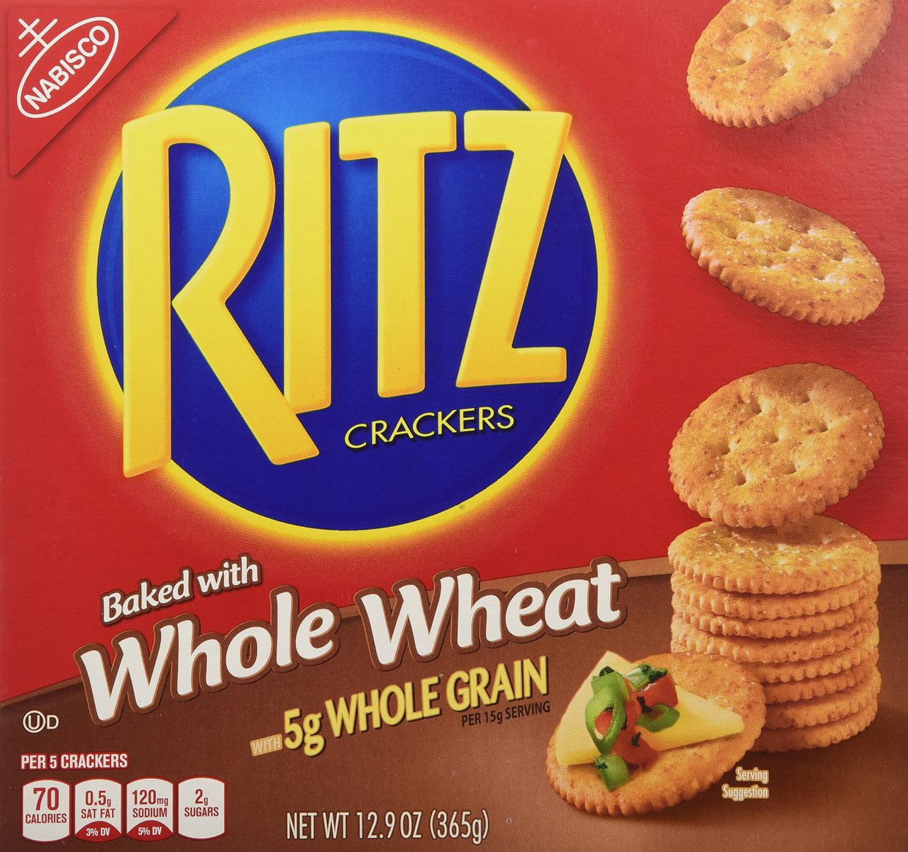 Nabisco Ritz Baked Whole Grain Wheat Crackers, 12.9 oz - Pack of 12 ...