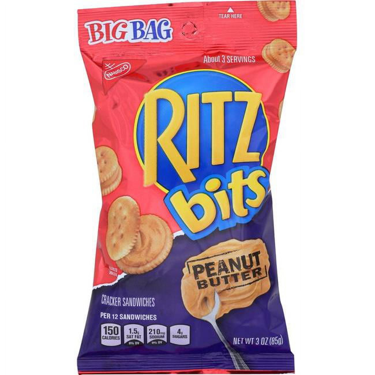 Ritz Peanut Butter Bits Snack, 3 oz - Case of 12 - Walmart.com
