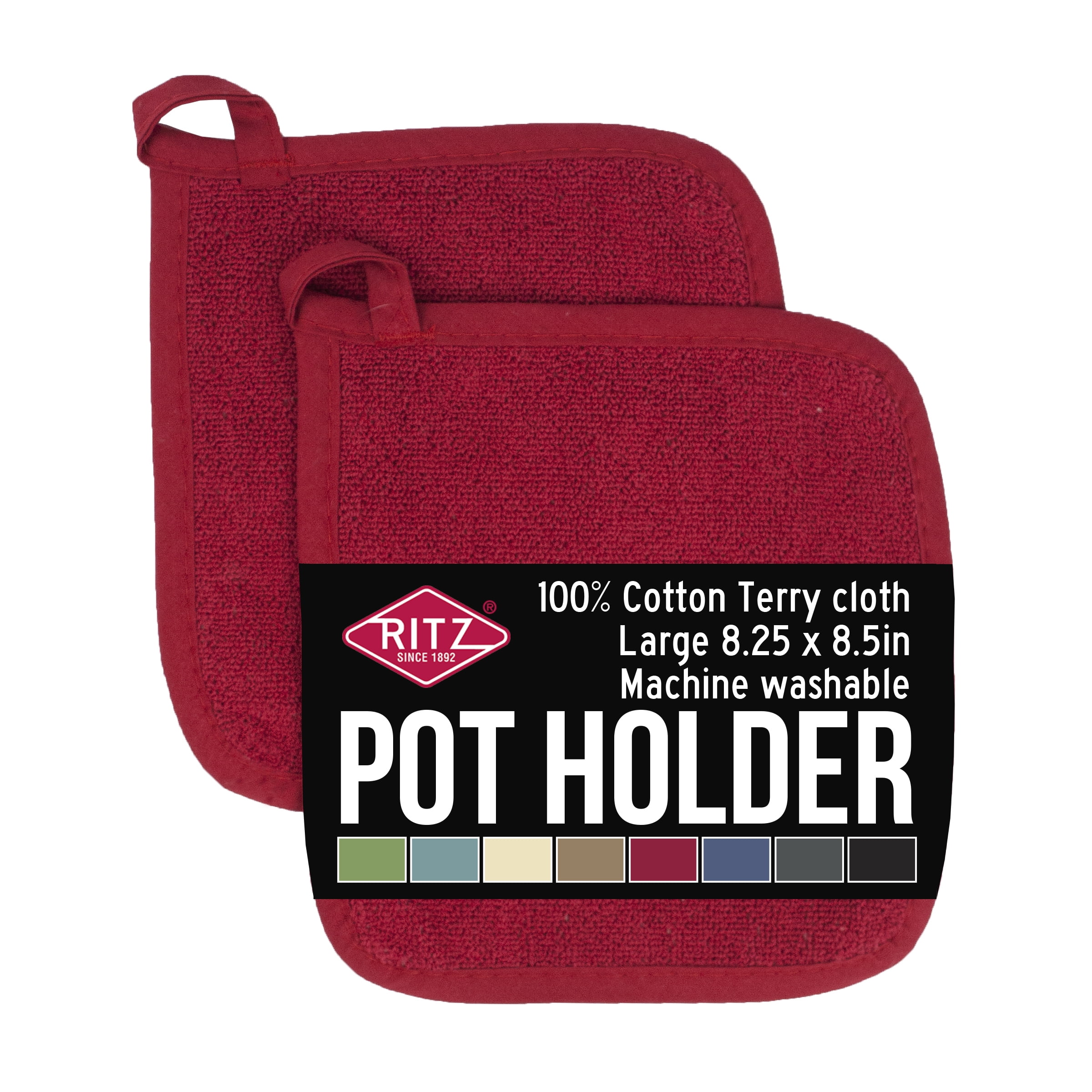 RITZ 2-Pack Terry Potholders & Hot Pads, Paprika – 100% Cotton, Heat ...