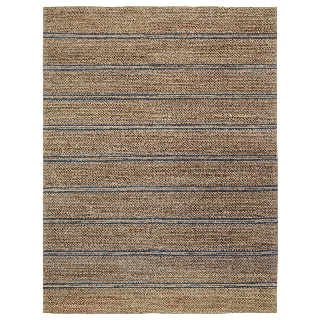 Ritzen 8 x 10 Transitional Brown Area Rug, Handwoven, Navy Stripe ...