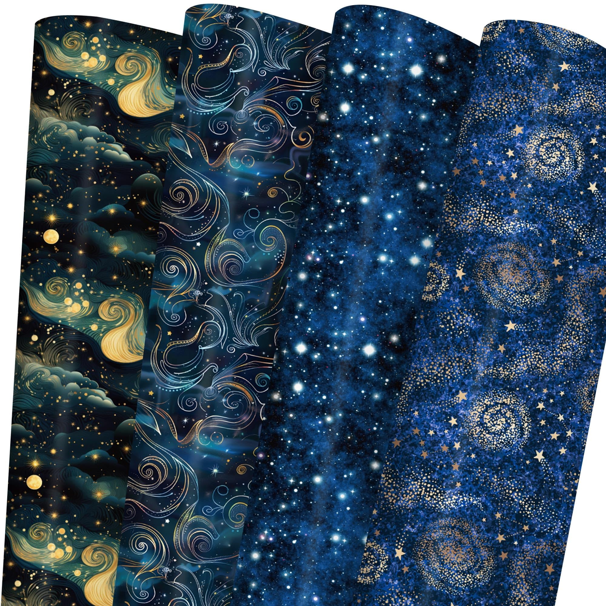 RiukRaiu Galaxy Wrapping Paper VTF5 for Kids - Blue Gold Night Sky ...