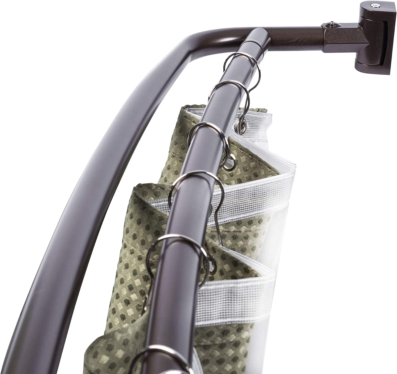 ZuFro Double Curved Shower Rod, Metal Construction, Adjustable Between ...