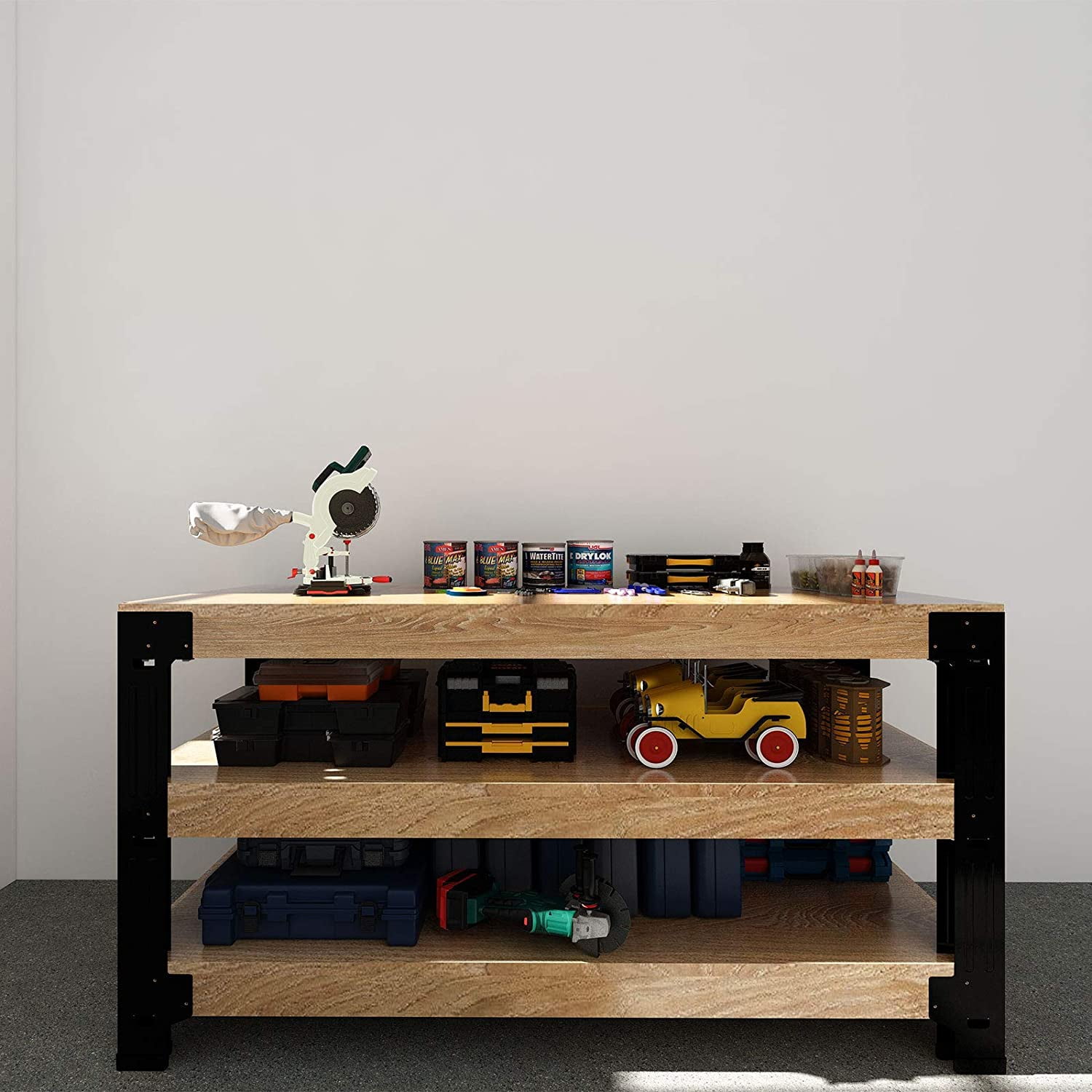 Riuque Universal Steel Work Bench Leg Kit, Garage Storage Shelving ...