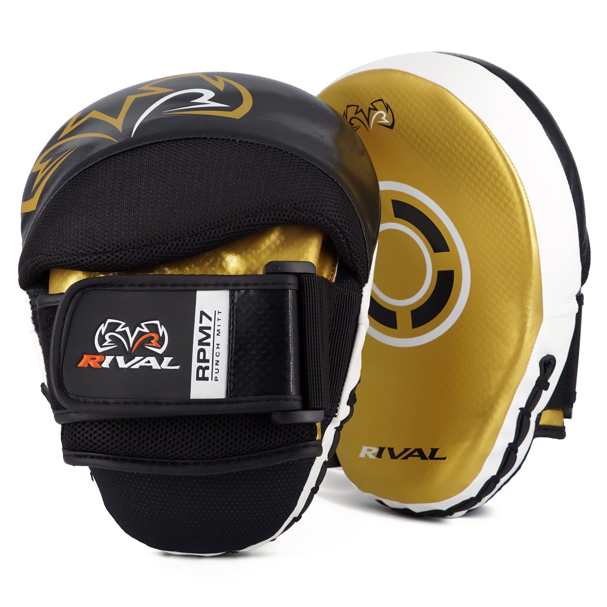 Rival Boxing RPM7 Fitness Plus Hook and Loop Punch Mitts - Black/Gold ...