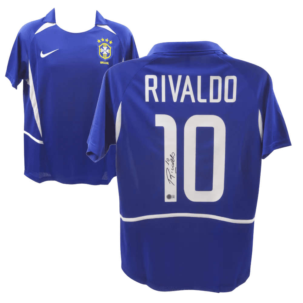 Rivaldo Signed Brazil FC Away Soccer Jersey #10 with Beckett Witness ...