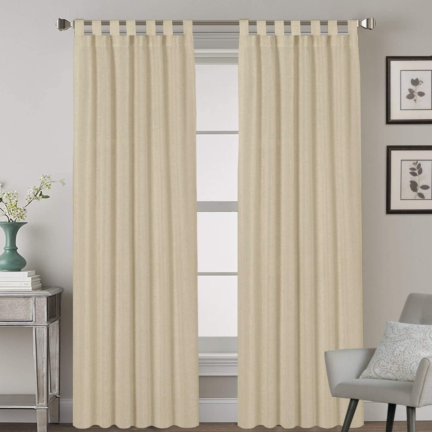 Rivana Home Decor 100% Polyester Room Darkening Tab Top Curtains Window ...