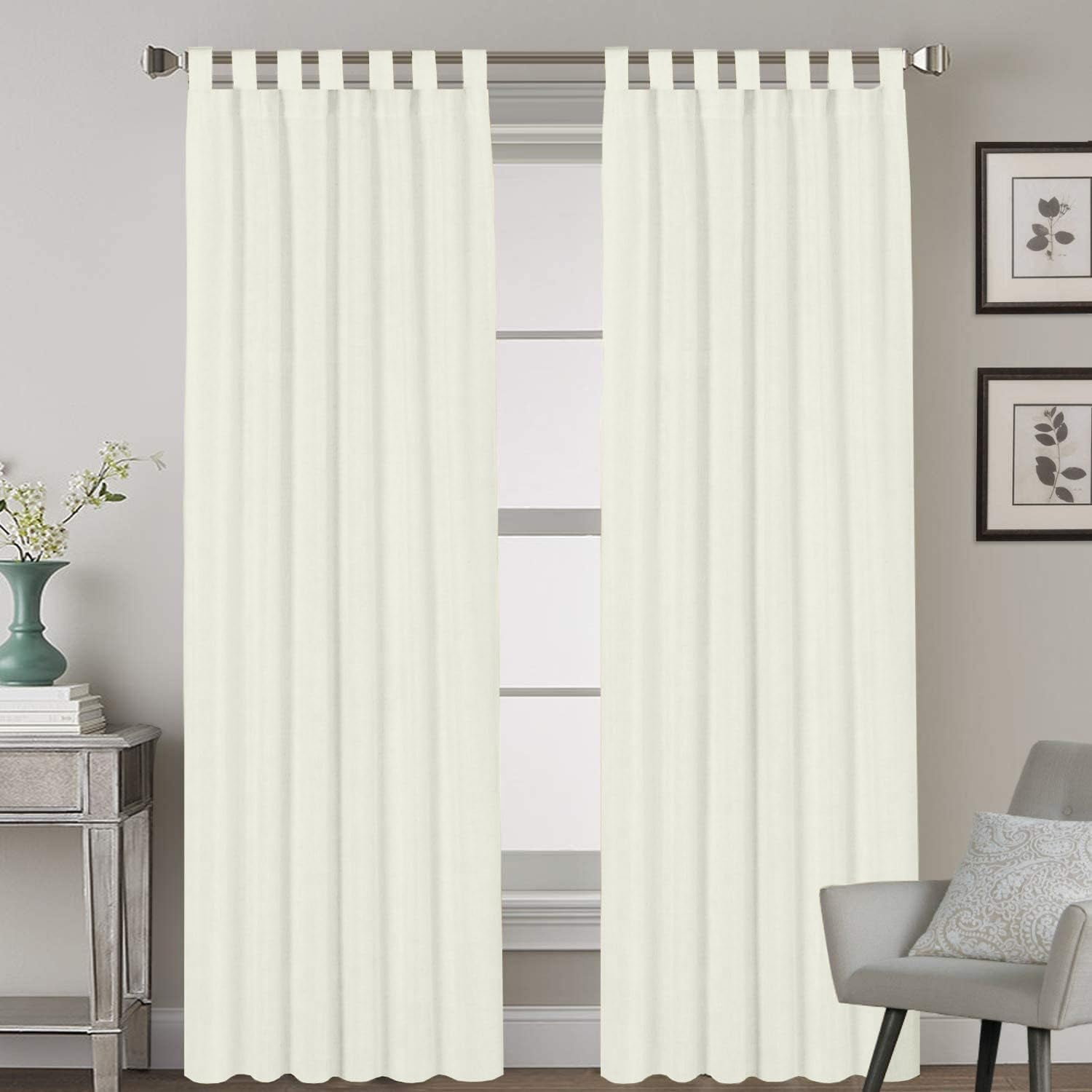 Rivana Home Decor 100% Polyester Room Darkening Tab Top Curtains Window ...