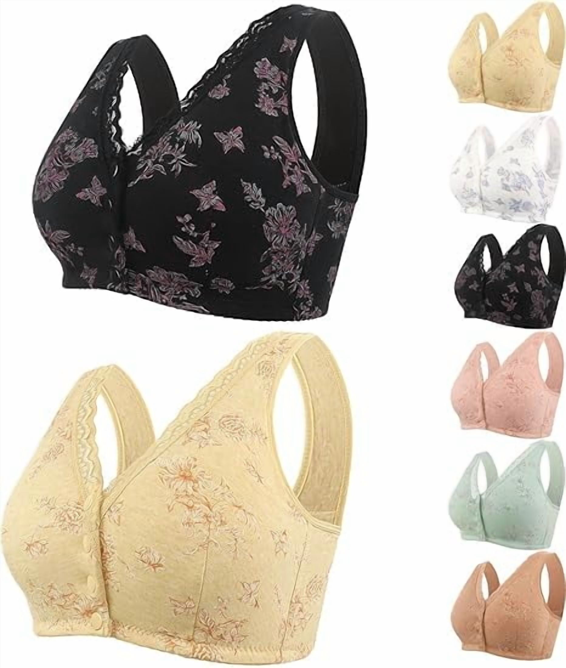 Rivastyle Bra Front Closure, Bras for Seniors Front Wrap Closure V-Neck ...