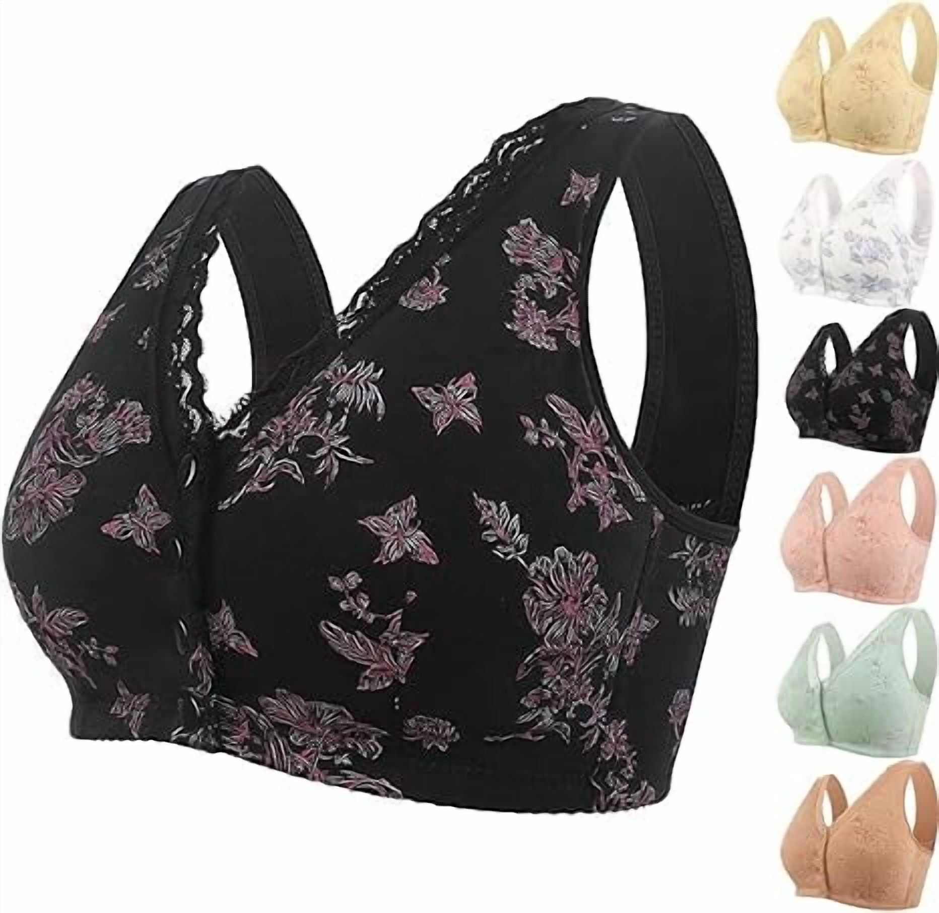 Rivastyle Bra Front Closure, Bras for Seniors Front Wrap Closure V-Neck ...