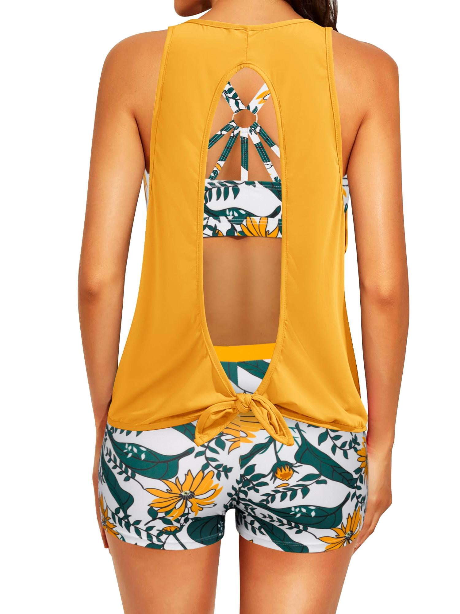 Rivelino 3 Piece Tankini Swimsuit for Women Tummy Control Bathing Suit ...